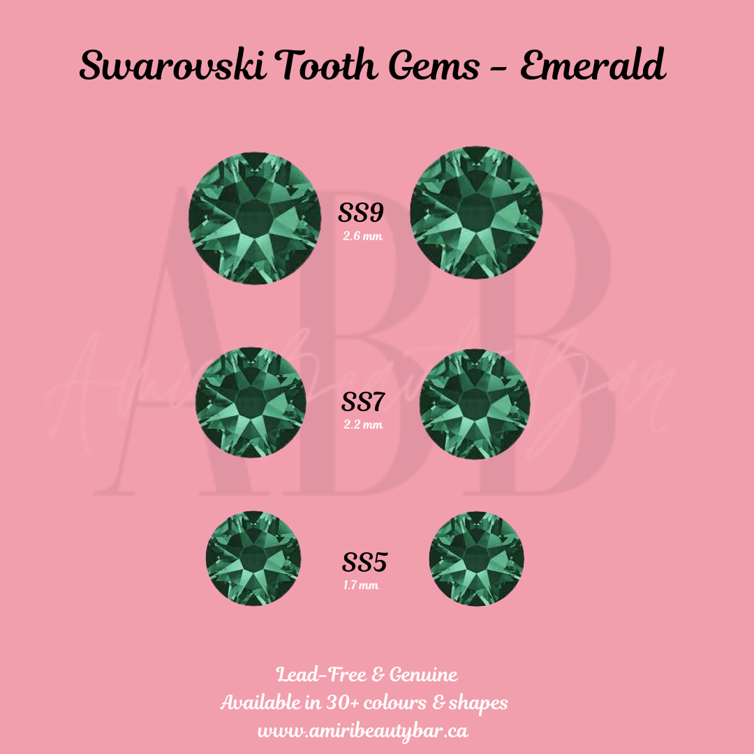 Genuine Swarovski Tooth Gems - Emerald – AmiriBeautyBar